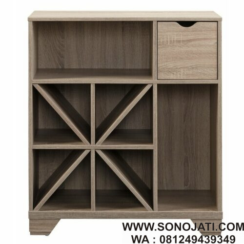 Rak Bar Minimalis Heid Wine Rack - Sono Jati Furniture